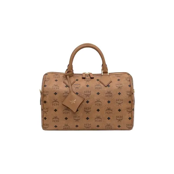 Mcm Ella Vi Medium Boston Bag 'cognac