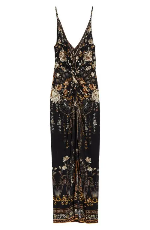 Camilla Print Strappy Twist Front Jersey Maxi Dress - Flamenco Folklore
