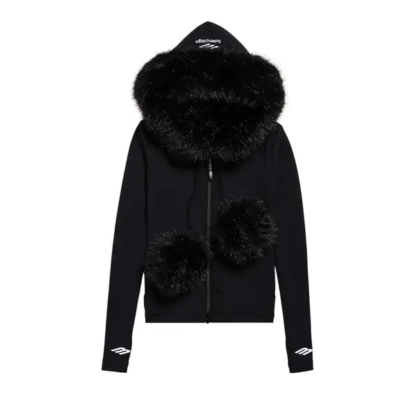 Balenciaga Furry Zip-up Hoodie - Black