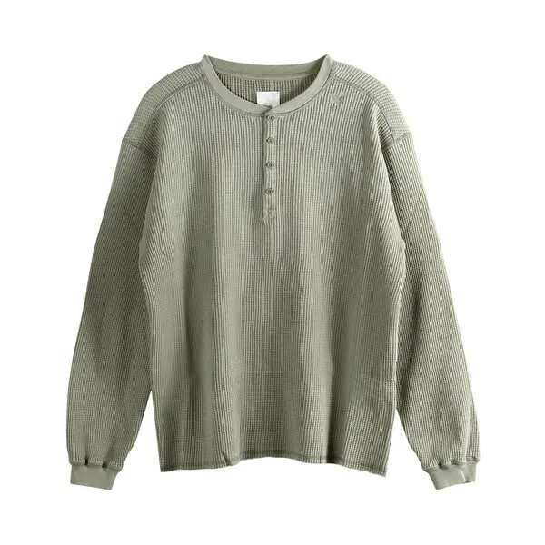 ROA Bee Sun Faded Organic Waffle Serafino Long-sleeve 'grey - Green