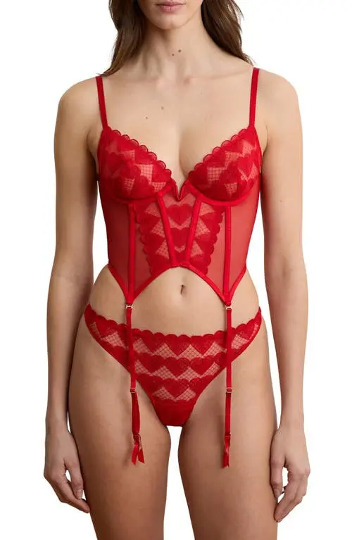 ETAM Desir Heart Embroide Bustier - Red