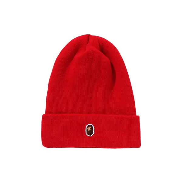 A BATHING APE Ape Head One Point X New Era Knit Cap - Red