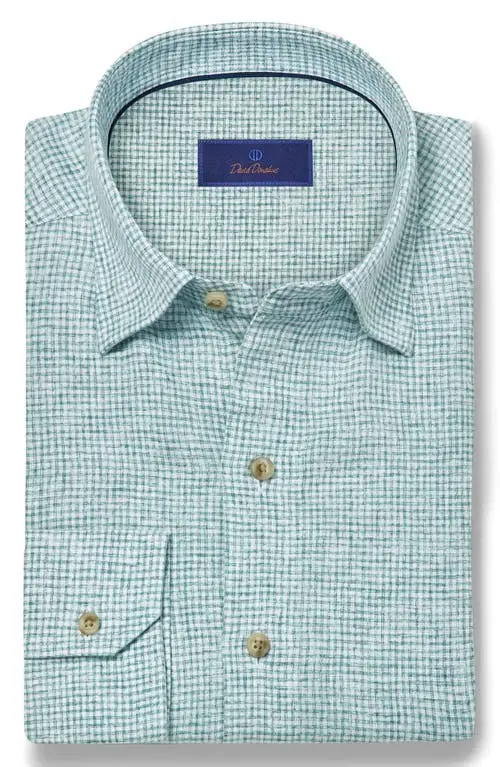 David Donahue Check Linen Button-up Shirt