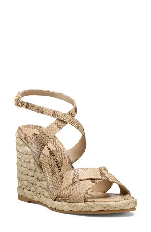 STUART WEITZMAN Alyssa Ankle Strap Wedge Sandal - Adobe Beige