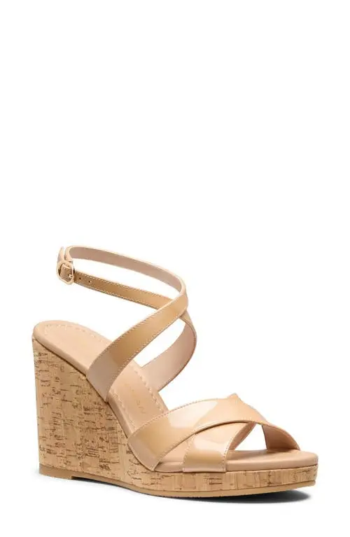 STUART WEITZMAN Alyssa Ankle Strap Wedge Sandals - Adobe