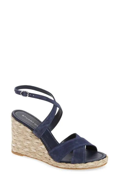 STUART WEITZMAN Alyssa Ankle Strap Wedge Sandals - Nice Blue