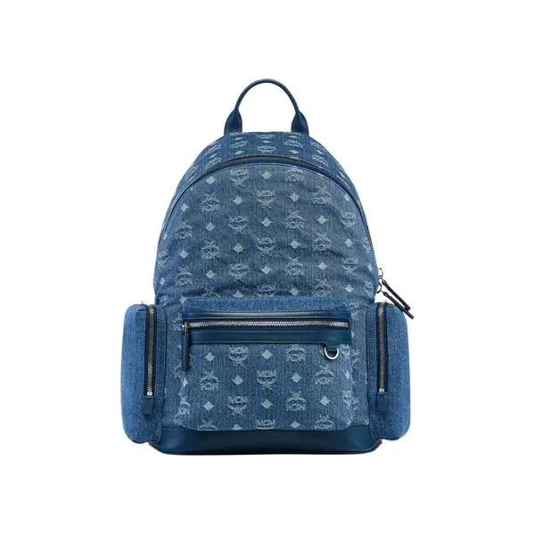 Mcm Stark Fabric Medium Backpack 'denim - Blue