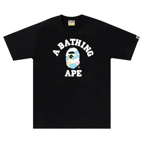 A BATHING APE Multi Camo College Tee - Black