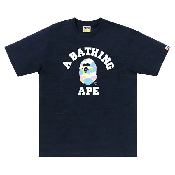 A BATHING APE Multi Camo College Tee - Blue