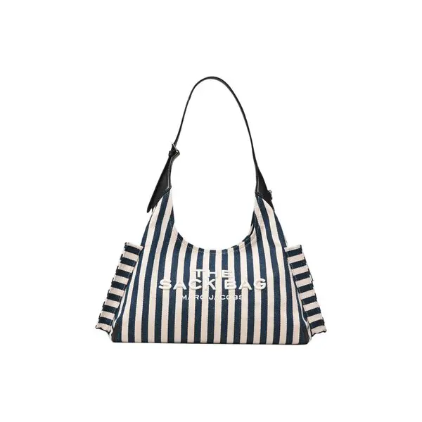Marc Jacobs Stripe Canvas Belted Sack Bag Sea - Blue