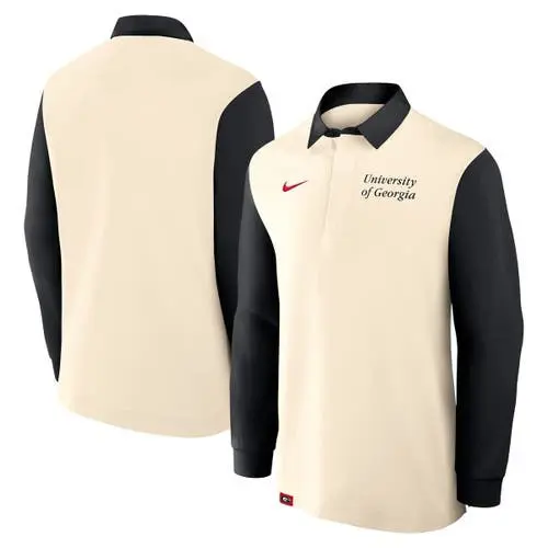 Nike Black Georgia Bulldogs Rugby Long Sleeve Shirt - Cream