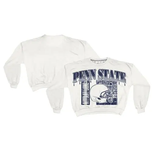 PRESSBOX Penn State Nittany Lions Oversized Crewneck Sweatshirt - White
