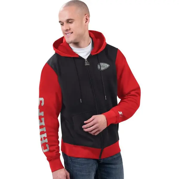 STARTER Red Kansas City Chiefs Thursday Night Gridiron Full-zip Hoodie - Black