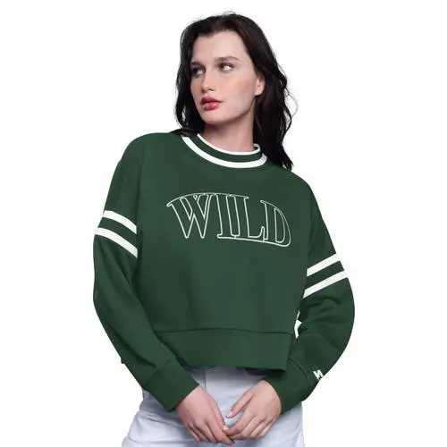 STARTER Minnesota Wild Power Play Cropped Pullover Sweatshirt