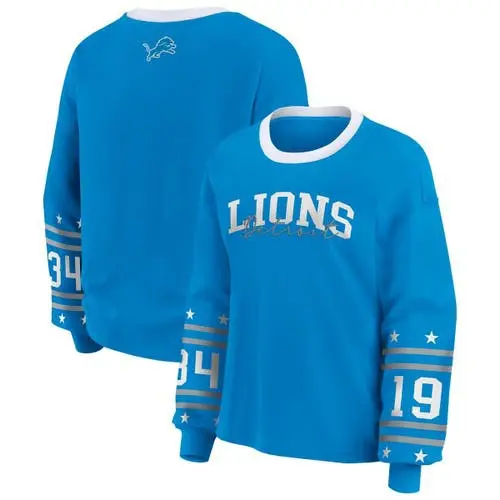 WEAR BY ERIN ANDREWS Detroit Lions Sport Long Sleeve T-shirt - Blue