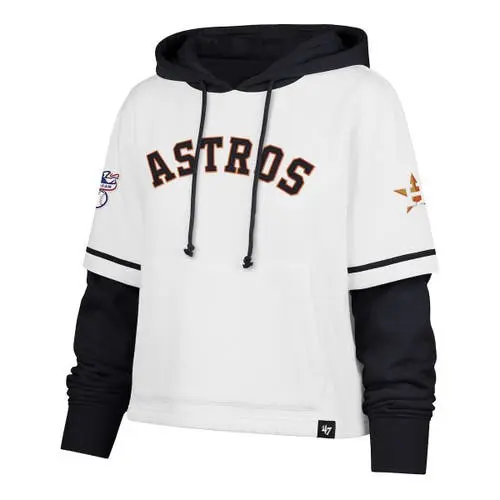 '47 47 Houston Astros Trifecta Shortstop Cropped Pullover Hoodie