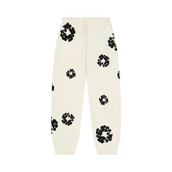 DENIM TEARS Black Cotton Wreath Sweatpants 'oatmeal - White