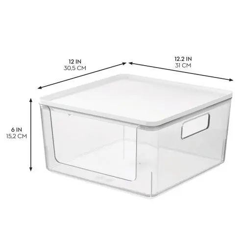 IDESIGN Stackable Open-front Bins With Lid, Set Of 3
