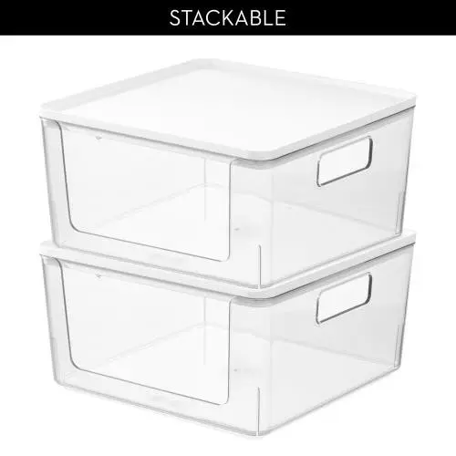 IDESIGN Stackable Open-front Bins With Lid, Set Of 3