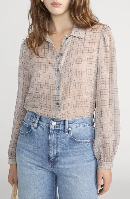 FRAME The Plaid Staple Silk Shirt - Walnut Multi