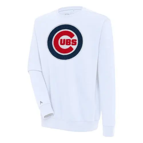 ANTIGUA Chicago Cubs Victory Crewneck Chenille Pullover - White