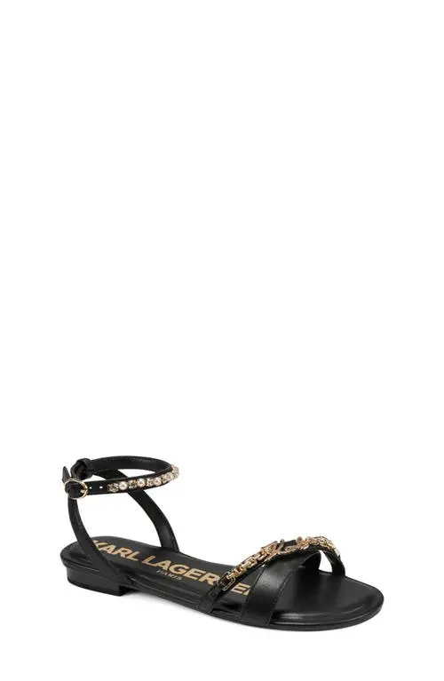 Karl Lagerfeld Paris Christiano Ankle Strap Sandal - Black