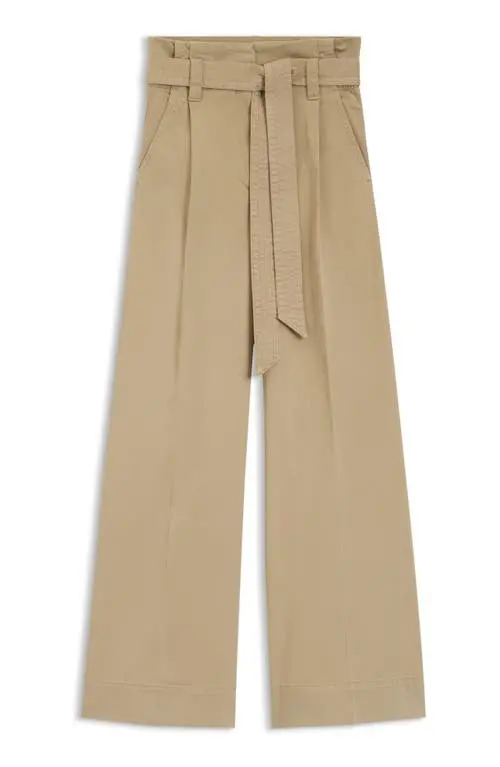 Hugo Boss Telia Stretch Cotton Tie Waist Wide Leg Pants - Rust/copper