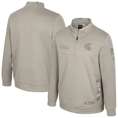 COLOSSEUM Michigan State Spartans Operation Hat Trick Battalion Quarter-zip Pullover - Oatmeal