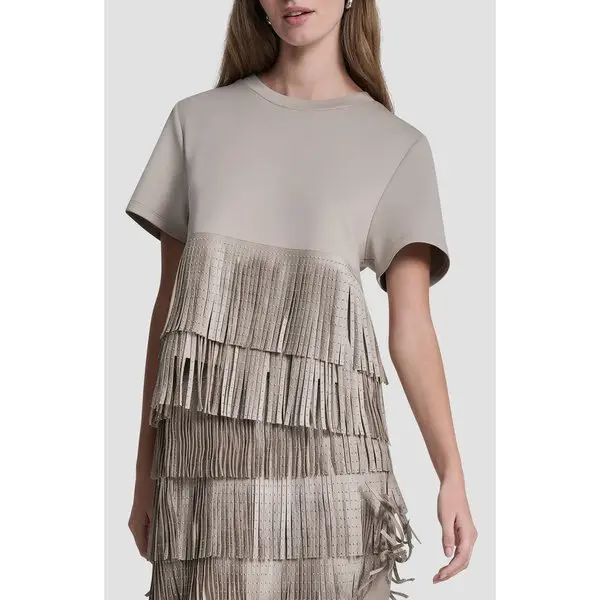 Dkny Stud Fringe Top - Pebble