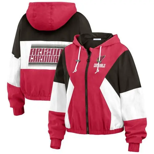 WEAR BY ERIN ANDREWS Arizona S Color Block Full-zip Windbreaker Jacket - Cardinal