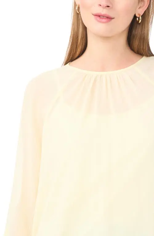 Vince Camuto Double Ruffle Cuff Semi Sheer Top