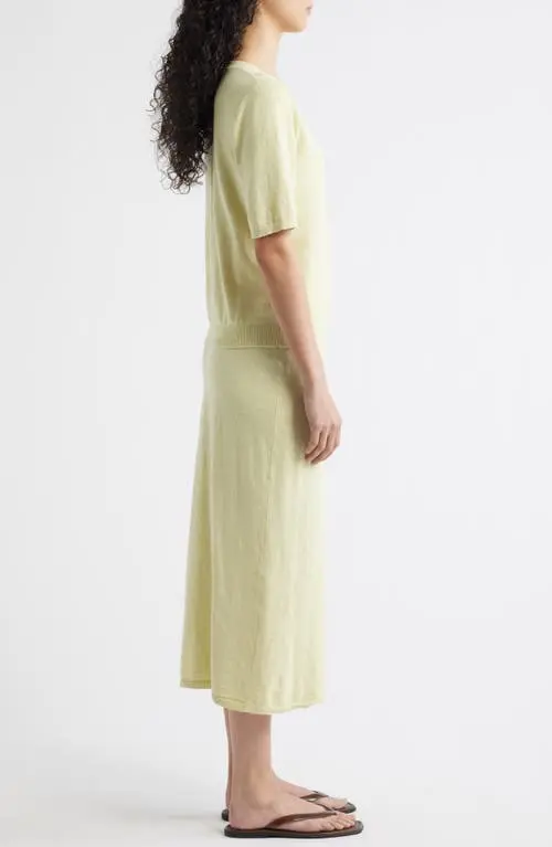 Free People Cotton & Linen Knit Sweater & Maxi Skirt Set - Lemongrass