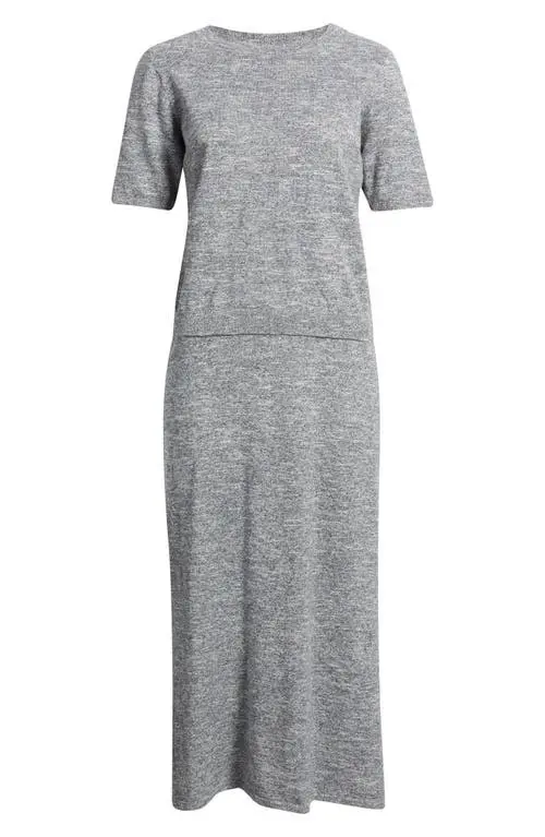 Free People Isabella Linen Blend Knit Sweater & Maxi Skirt Set - Steel Grey Combo