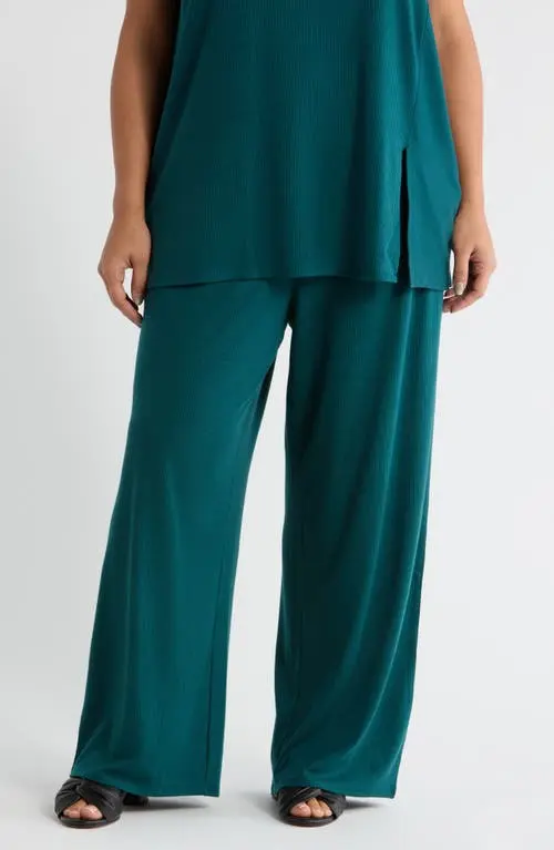 Eileen Fisher Rib Wide Leg Pants - Kelp