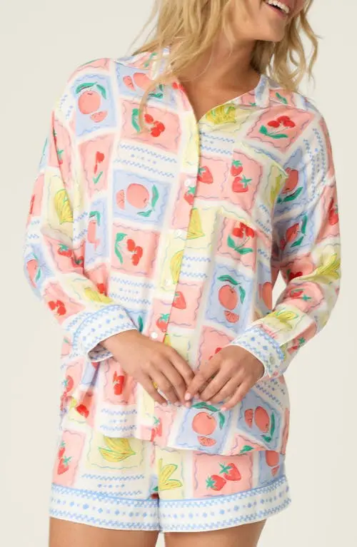 PJ Salvage Frutta Fresca Button-up Pajama Top - Red Multi