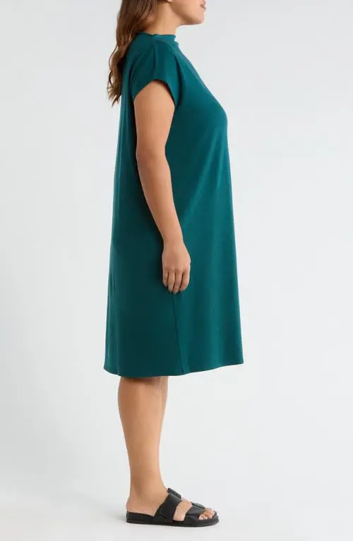 Eileen Fisher Funnel Neck Maxi Dress - Kelp