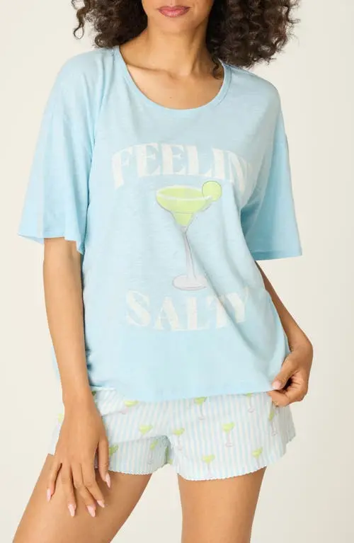 PJ Salvage Playful Print Graphic T-shirt - Light Blue