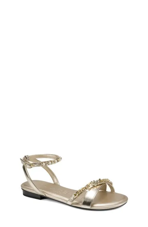 Karl Lagerfeld Paris Christiano Ankle Strap Sandal - White Gold
