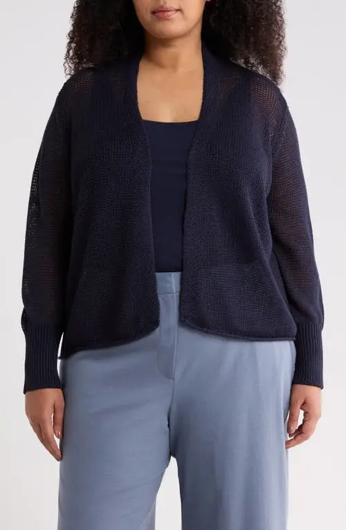 Eileen Fisher Organic Linen & Organic Cotton Cardigan - Ink