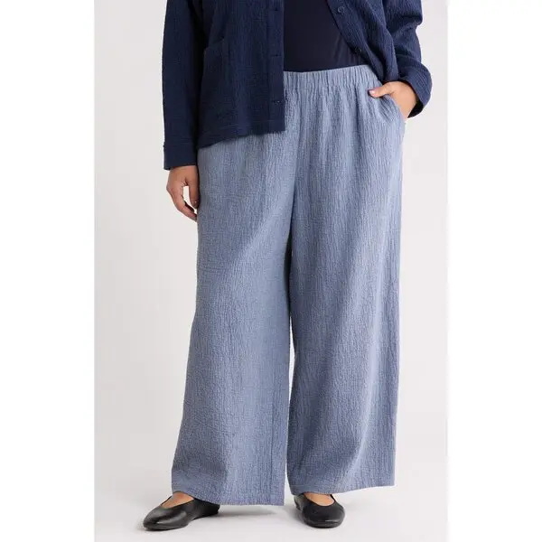 Eileen Fisher Stretch Organic Cotton Ankle Lantern Pants - Haze
