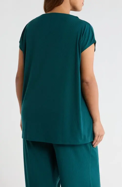 Eileen Fisher Rib Boxy Funnel Neck Top