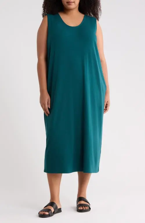 Eileen Fisher Rib Knit Tank Midi Dress - Kelp