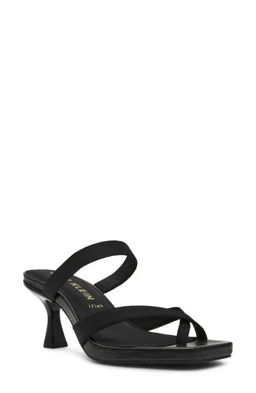 Anne Klein Jevelli Toe Loop Sandal - Black Stretch