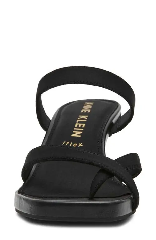 Anne Klein Jevelli Toe Loop Sandal - Black Stretch