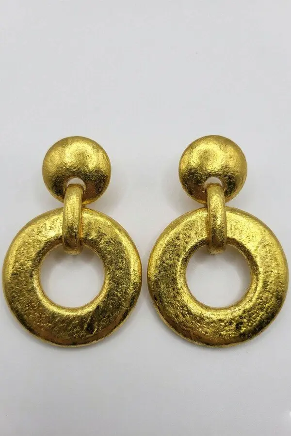 Natori Acacia Wood Link Clip Earrings - Gold
