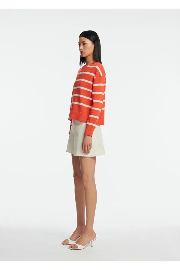 Lela Rose Striped Knit Crewneck