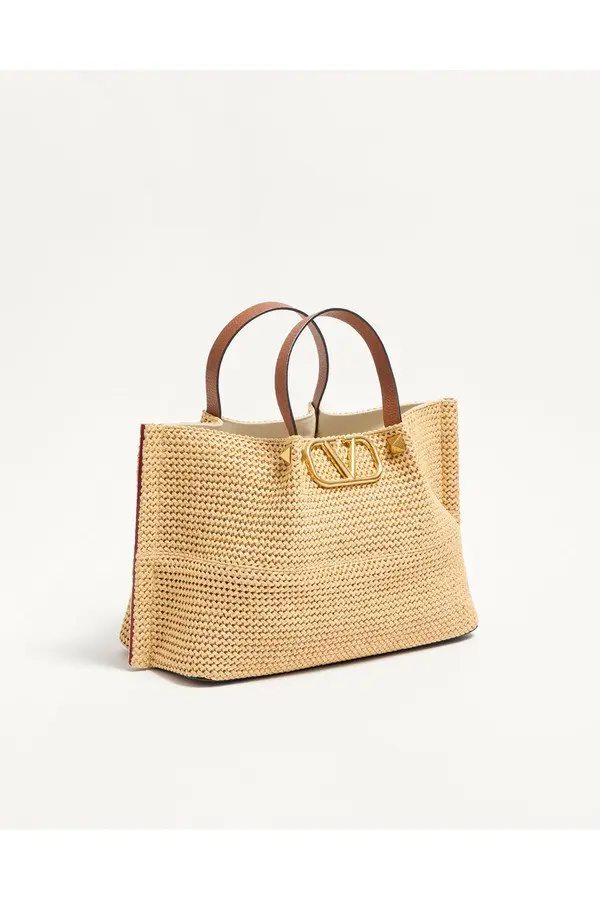 Valentino Garavani Medium Straw Summer Tote - Brown