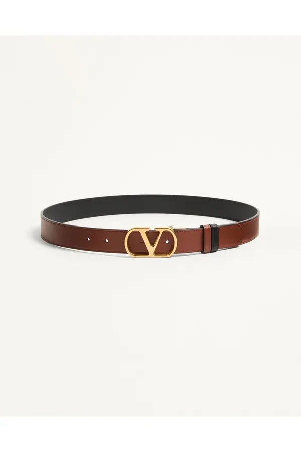 Valentino Garavani Vlogo Signature Reversible Calfskin Belt 30 Mm - Natural