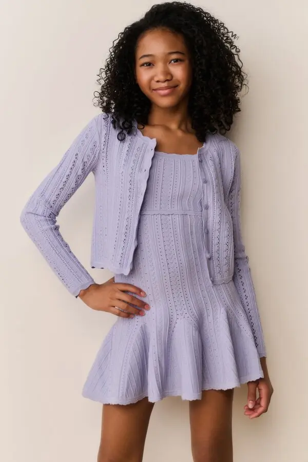 LoveShackFancy Tween Emlynn Stretch Pointelle Cardigan