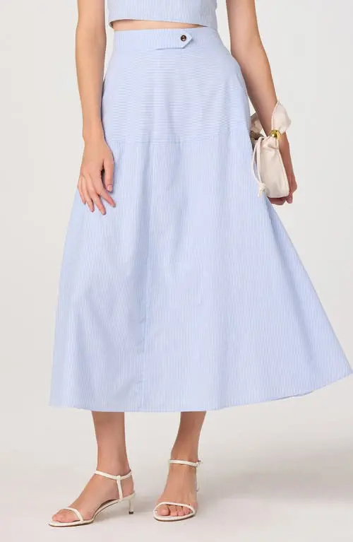 Astr The Label Azzura Stripe A-line Skirt - Blue Stripe